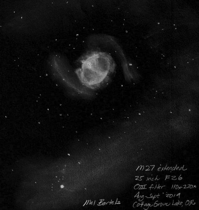 Extended M27 - Sketching - Cloudy Nights